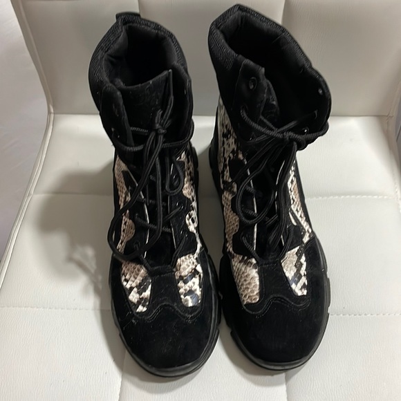 Yoki | Shoes | Yoki Faux Snakeskin Combat Boots Size 1 | Poshmark